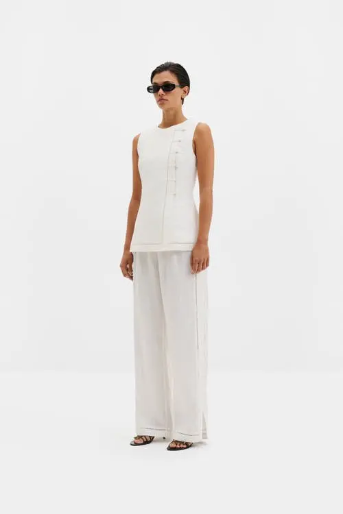 MALINA Alessandra Button Detailed Linen Trousers