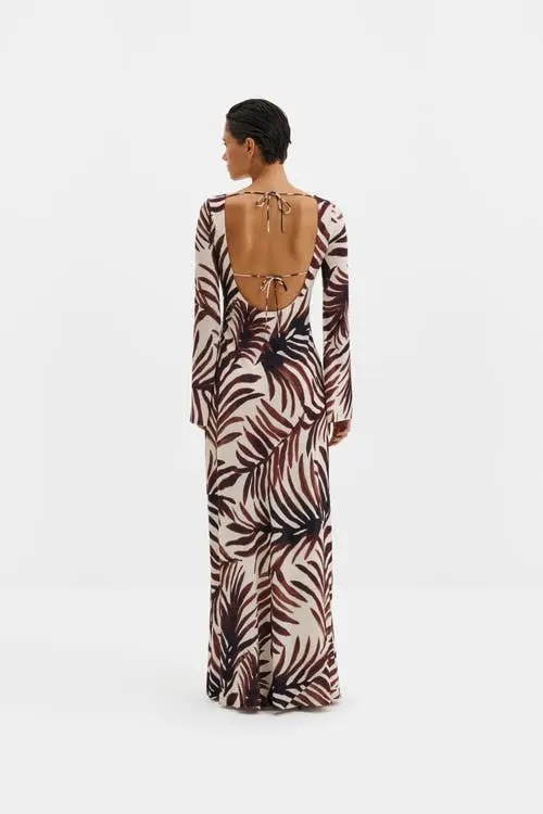 MALINA Jennelie Open Back Chiffon Maxi Dress