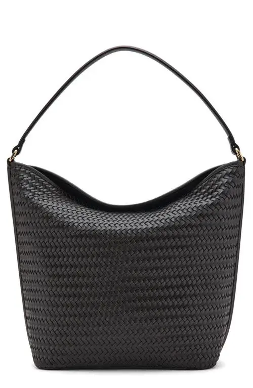 Mango Braided Faux Leather Bucket Shoulder Bag - Chocolate