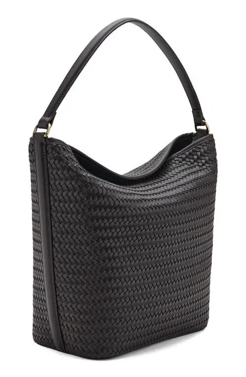 Mango Braided Faux Leather Bucket Shoulder Bag