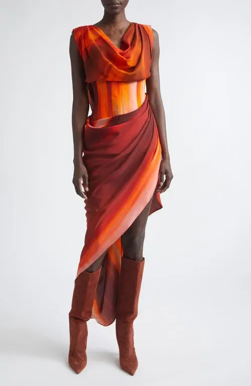 LAQUAN SMITH Draped Open Back Dress