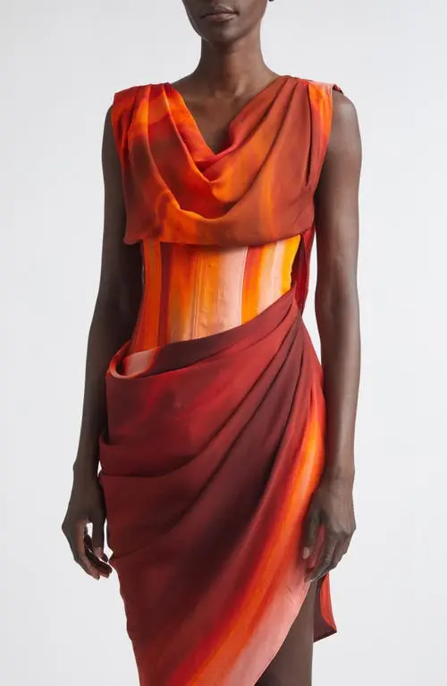 LAQUAN SMITH Draped Open Back Dress