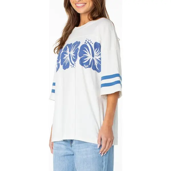 Roxy Game Day Oversize Graphic T-shirt - Cloud Dancer