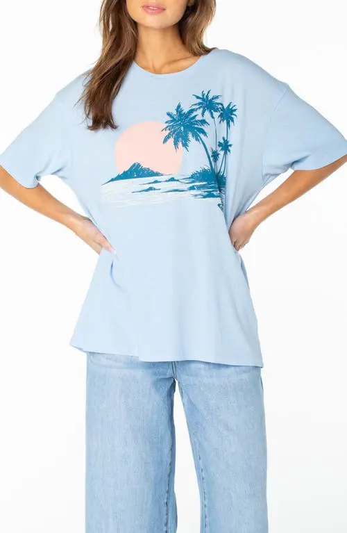 Roxy Classic Scene Oversize Cotton Graphic T-shirt - Cerulean