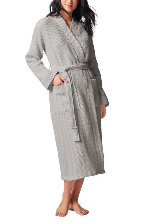 COYUCHI Gender Inclusive Organic Cotton Waffle Texture Robe - Fog