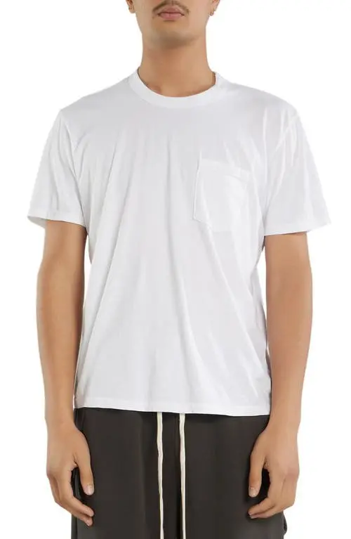 LES TIEN Lightweight Binded Neck Classic Pocket Tee - White