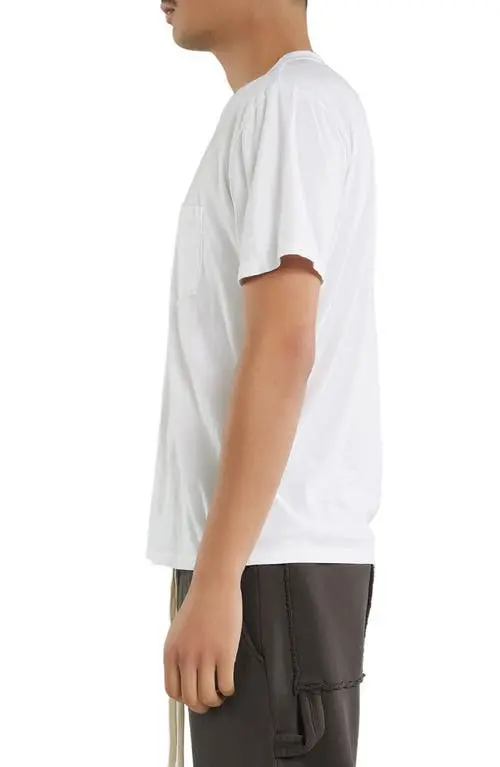 LES TIEN Lightweight Binded Neck Classic Pocket Tee - White