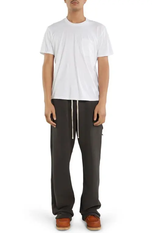 LES TIEN Lightweight Binded Neck Classic Pocket Tee - White