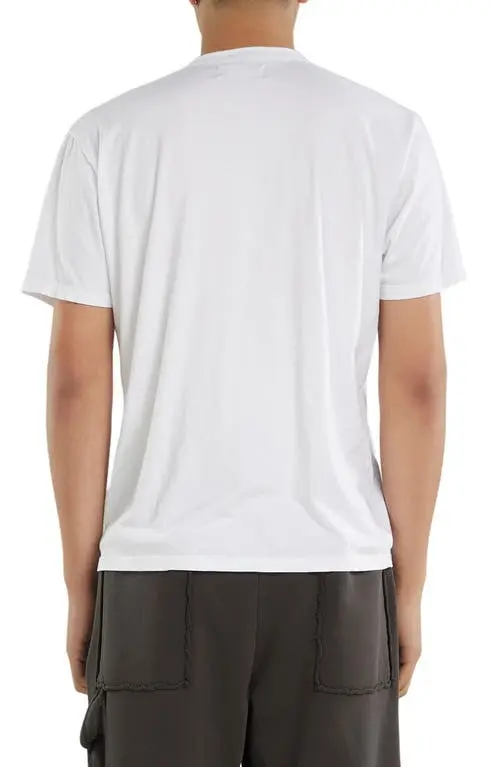 LES TIEN Lightweight Binded Neck Classic Pocket Tee - White