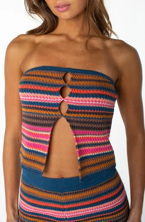 Roxy Striped Cutout Knit Tube Top - Shocking P