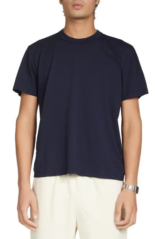 LES TIEN Lightweight Binded Neck T-shirt - Navy