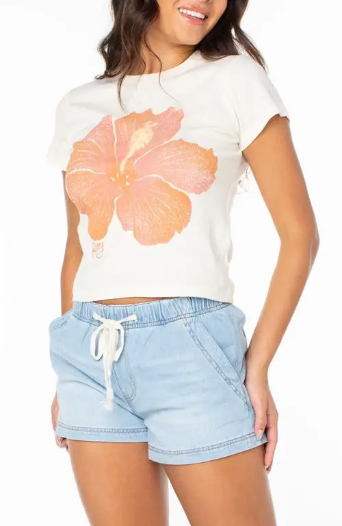 Roxy Hibiscus Spray Graphic Baby Tee - Egret