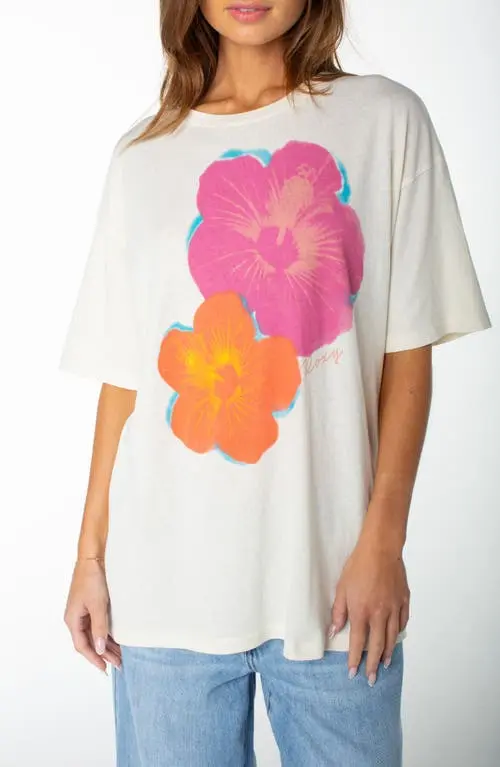 Roxy Flower Glow Oversize Cotton Graphic T-shirt - Cloud Dancer