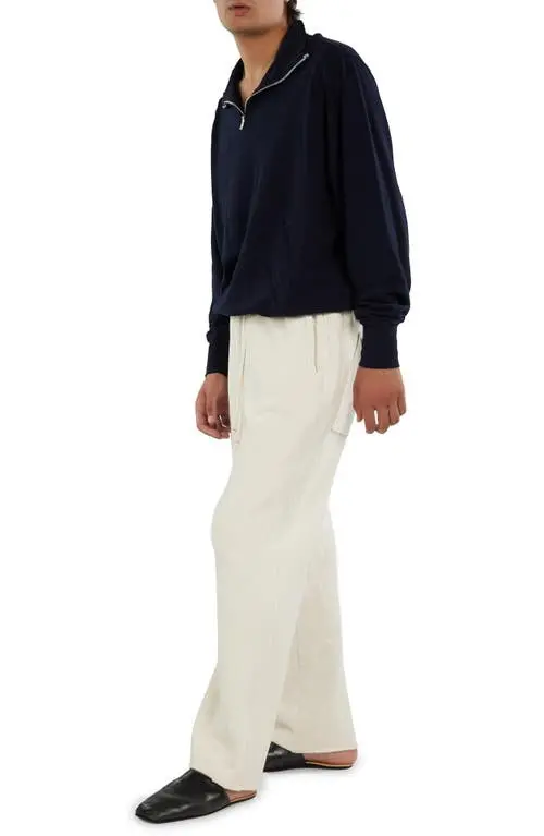 LES TIEN Pique Banded Half Zip Yacht Pullover - Navy