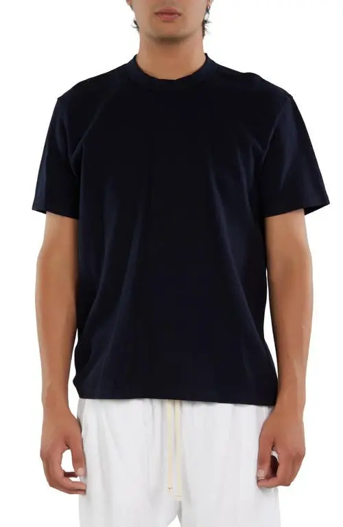 LES TIEN Pique Binded Neck Tee - Navy