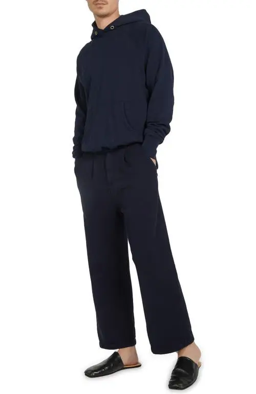 LES TIEN French Terry Classic Raglan Hoodie - Navy