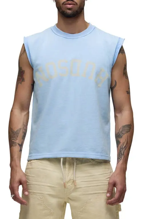 Hudson Jeans Leo Cut Off Logo Graphic T-shirt - Blue Storm