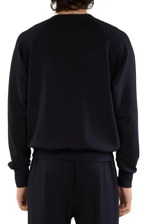 LES TIEN French Terry Binded Neck Raglan - Navy