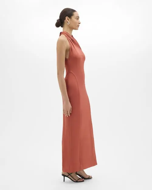 Another Tomorrow Gathered Halter Maxi Dress