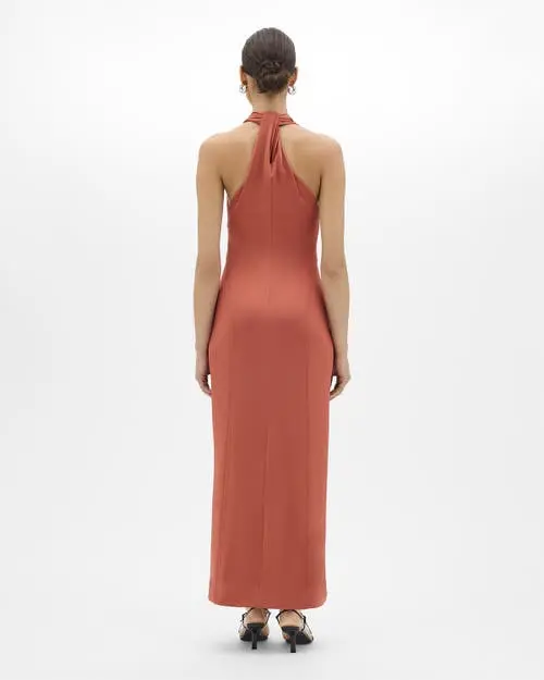 Another Tomorrow Gathered Halter Maxi Dress