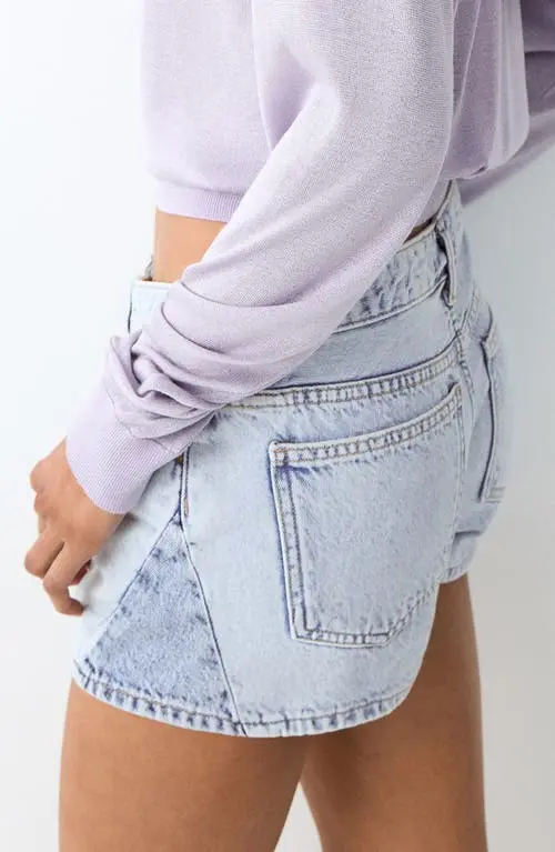 Mango Low Rise Two-tone Denim Shorts