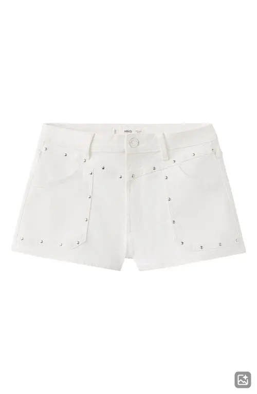 Mango Low Rise Studded Denim Shorts