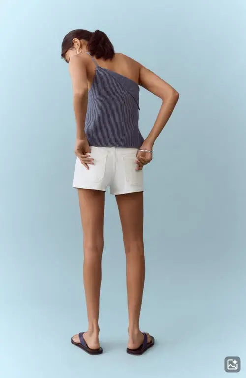 Mango Low Rise Studded Denim Shorts