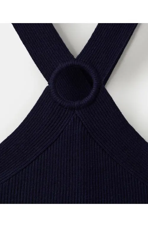Mango Ribbed Halterneck O-ring Dress