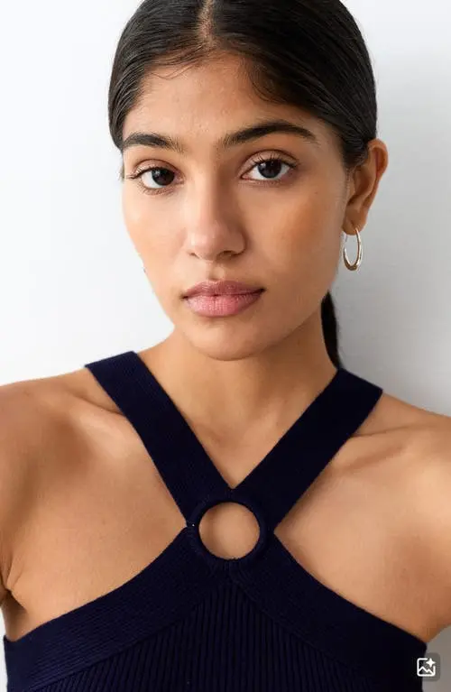 Mango Ribbed Halterneck O-ring Dress