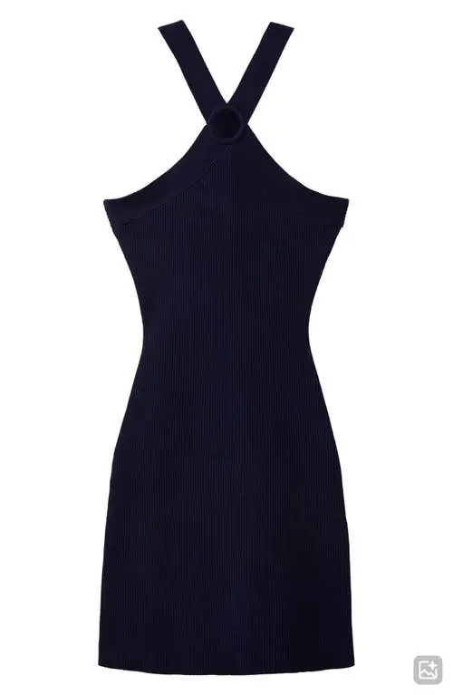 Mango Ribbed Halterneck O-ring Dress