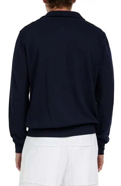 LES TIEN Pique Tennis Polo - Navy
