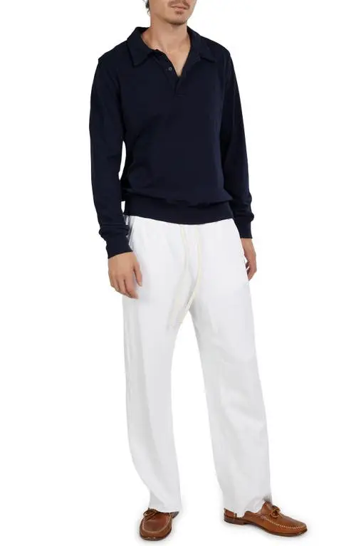 LES TIEN Pique Tennis Polo - Navy