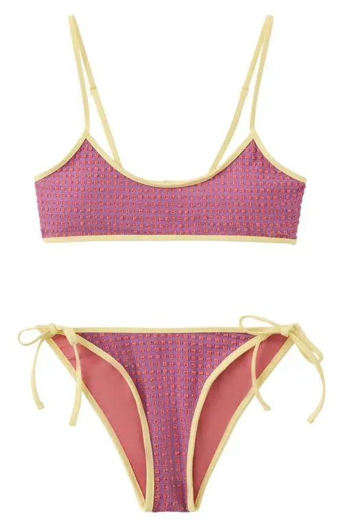 Mango Textured Two-piece Swimsuit With Contrast Binding