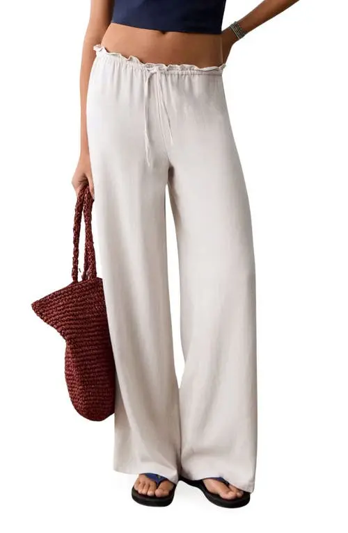 Mango High Waist Wide Leg Pants - Grey