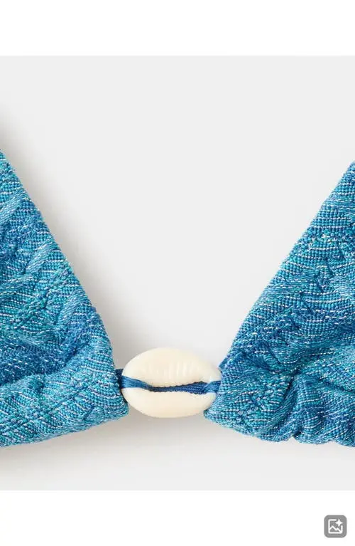 Mango Textured Metallic Triangle Bikini Set With Shell Accent
