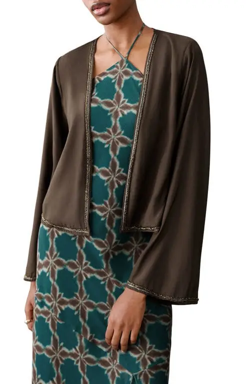 Mango Bead Detail Open Front Jacket