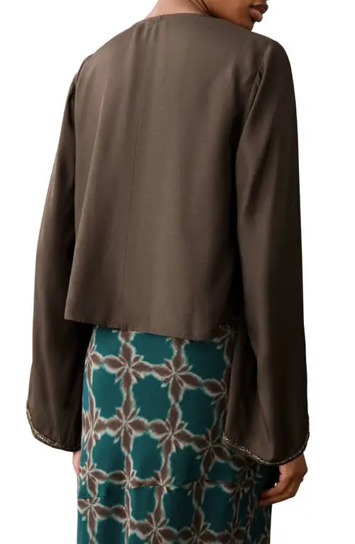 Mango Bead Detail Open Front Jacket