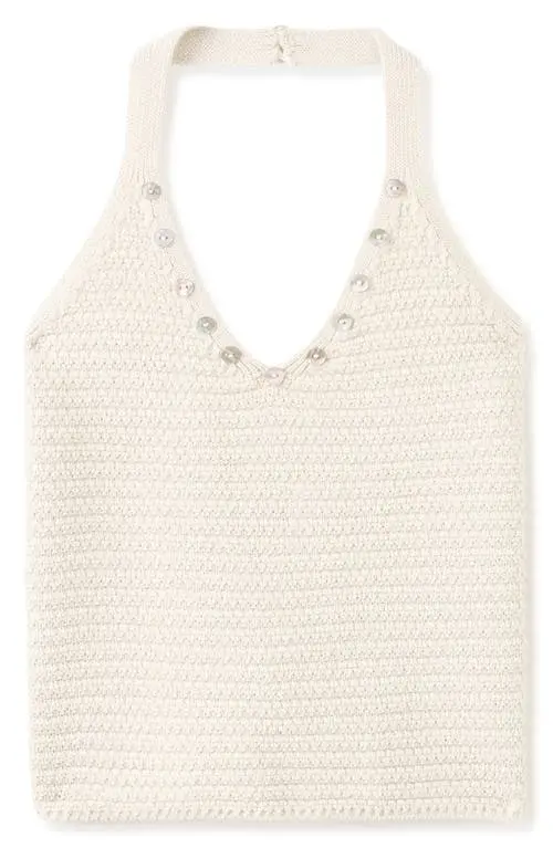Mango Crochet Knit Button Embellished Halter Top