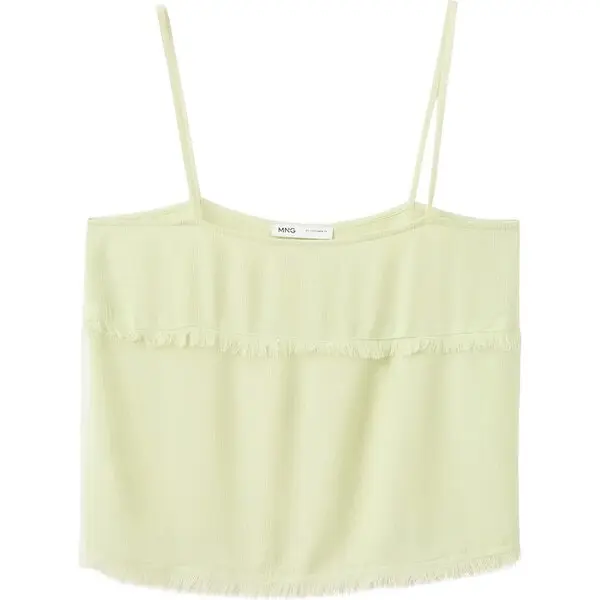 Mango Frayed Trim Tank Top - Lime