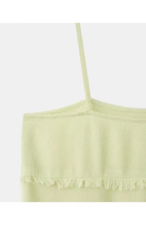 Mango Frayed Trim Square Neck Tank Top