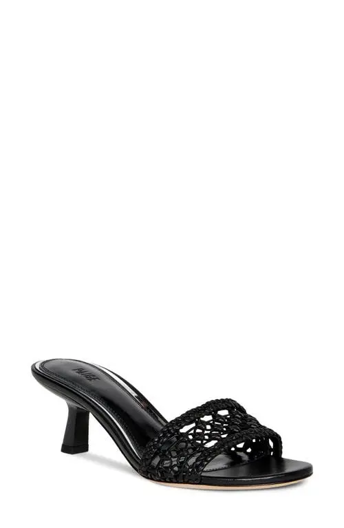 Paige Fallyn Woven Kitten Heel Slide Sandal - Black