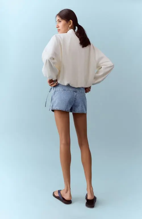 Mango Denim Shorts With Bow Detail