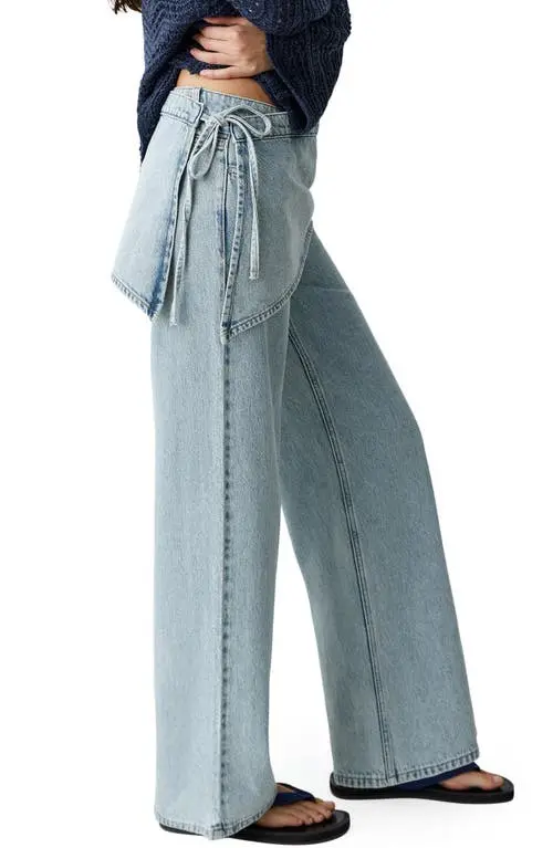 Mango Removable Scarf Wide Leg Jeans