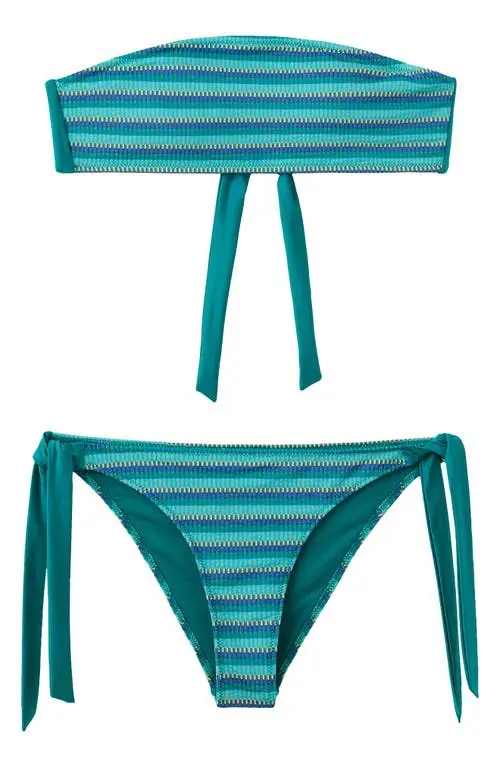 Mango Bandeau Two-piece Swimsuit With Striped Pattern