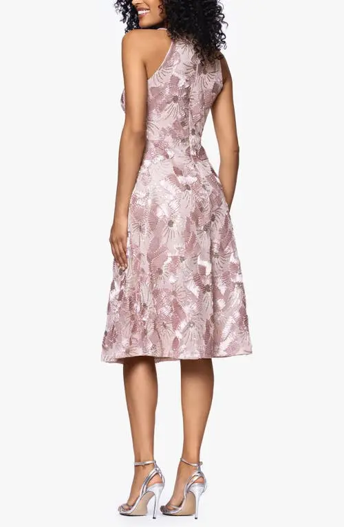 Betsy & Adam Sequin Soutache Lace Sleeveless Cocktail Dress - Blush