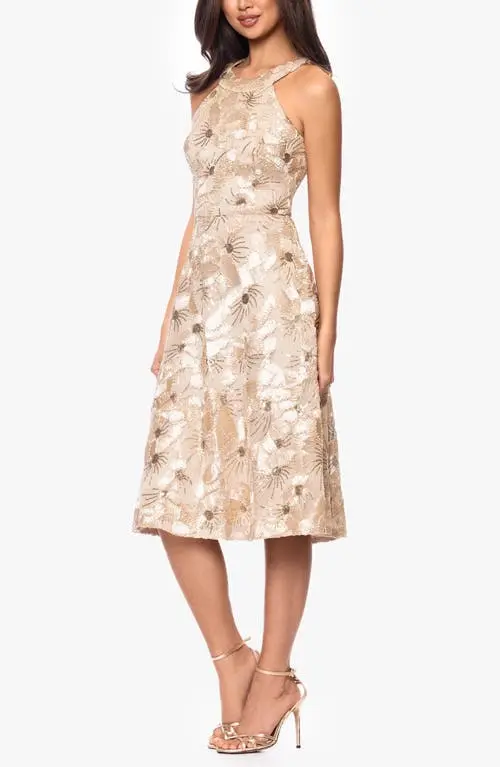 Betsy & Adam Sequin Soutache Lace Sleeveless Cocktail Dress