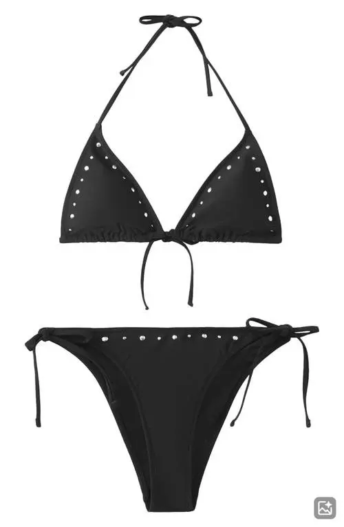 Mango Embellished Triangle Bikini Set