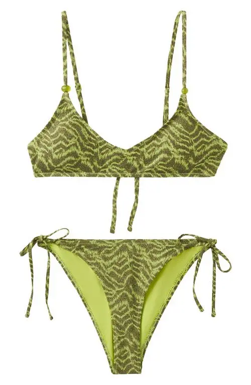 Mango Zebra Metallic Two-piece Swimsuit