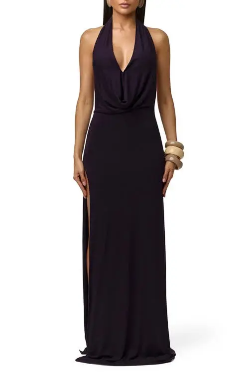 Naked Wardrobe Smooth Halter Maxi Dress - Blackberry