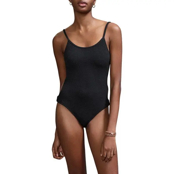Mango Textured One-piece Swimsuit - Black